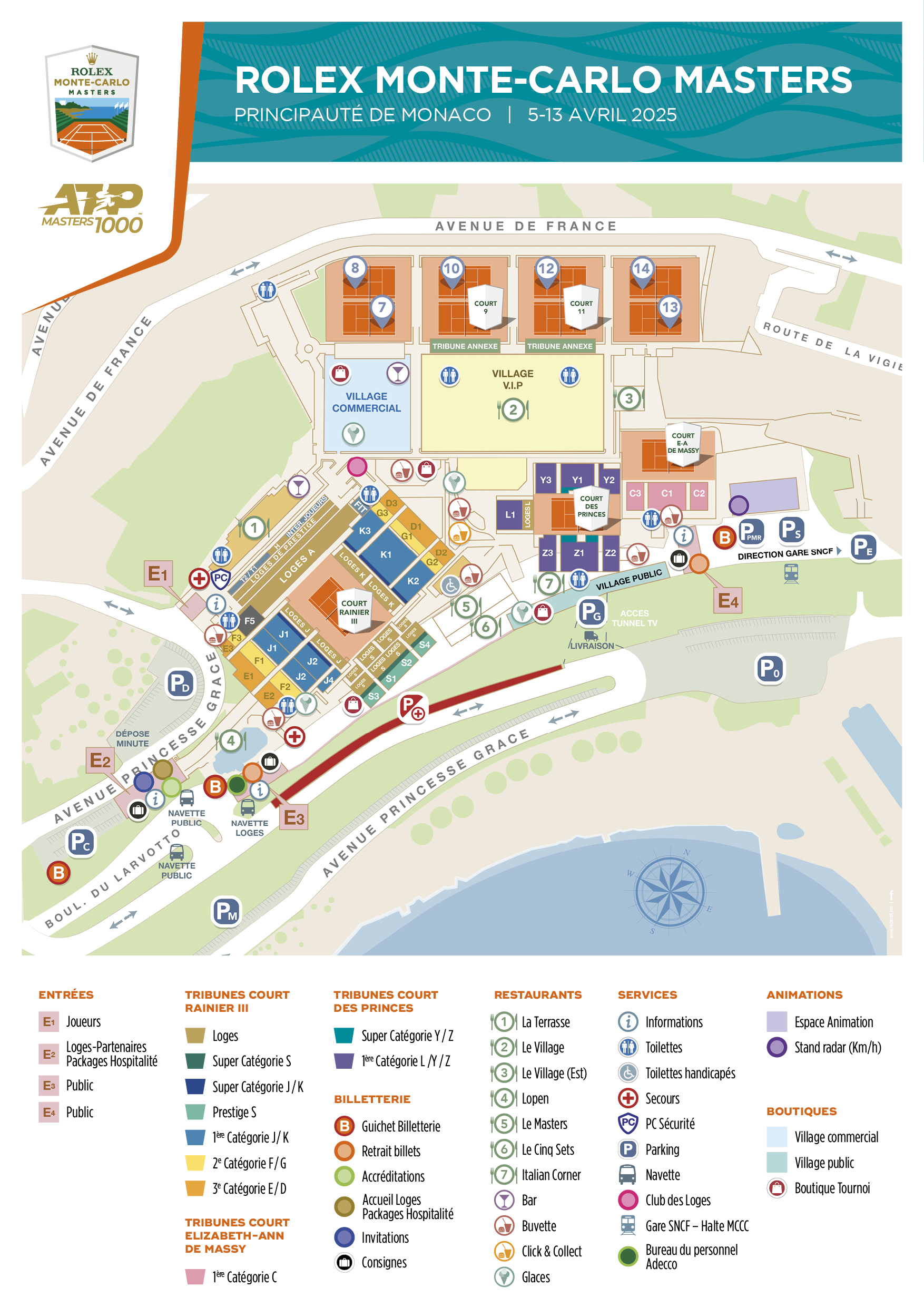 Stadium plan - Rolex Monte-Carlo Masters